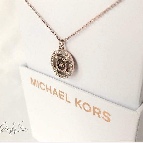 Michael Kors | Jewelry | Nwt Authentic Mk Rose Gold Tone Pave Logo ...